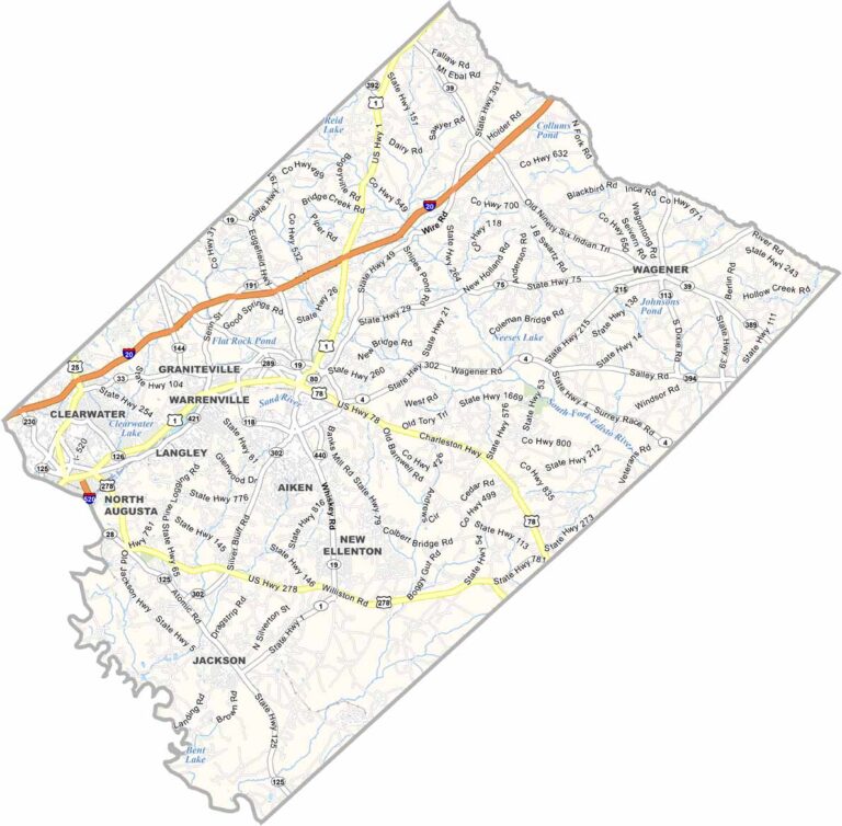 Aiken County Map, South Carolina - US County Maps