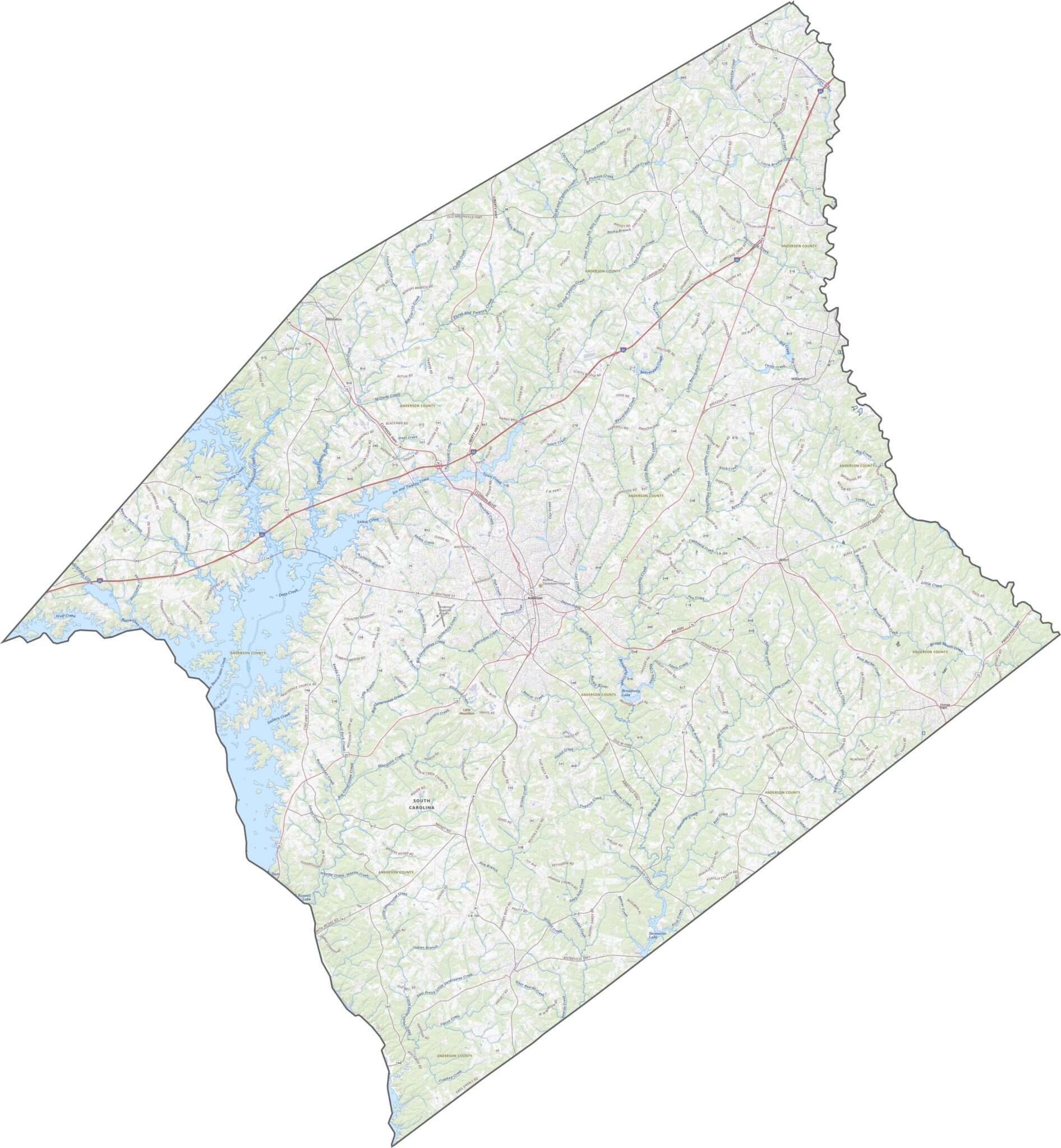 Anderson County Map, South Carolina - US County Maps