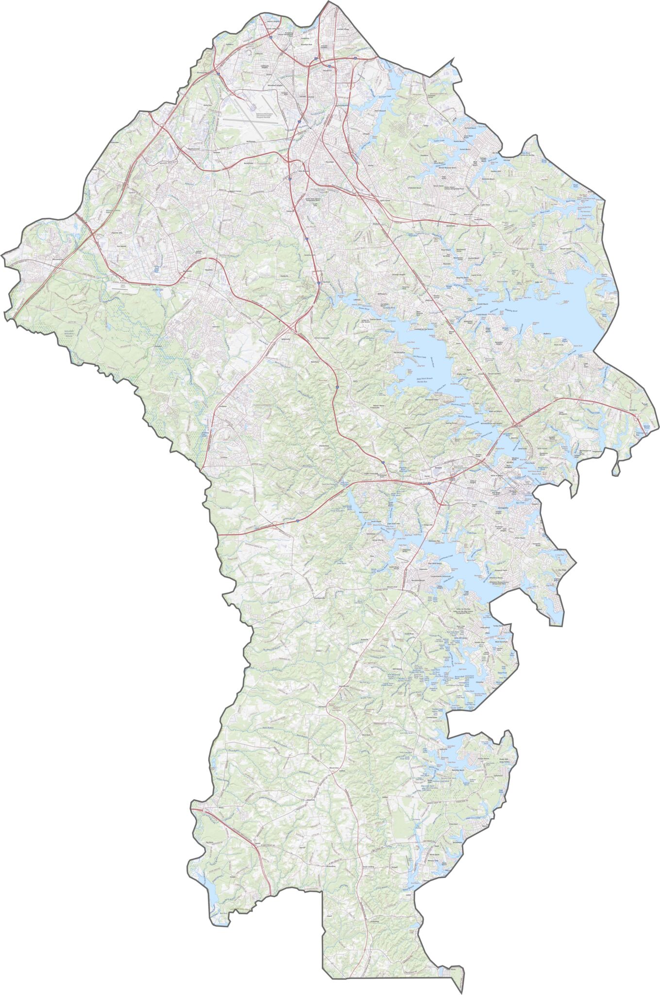 Anne Arundel County Map, Maryland - US County Maps