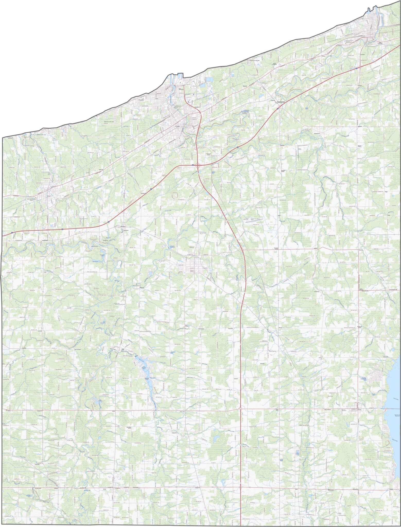 Ashtabula County Map, Ohio - US County Maps