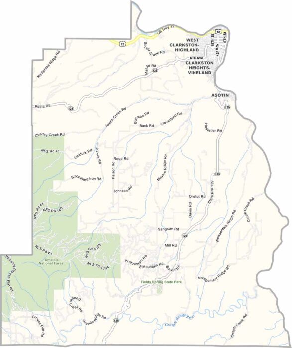 Garfield County Map, Washington - US County Maps