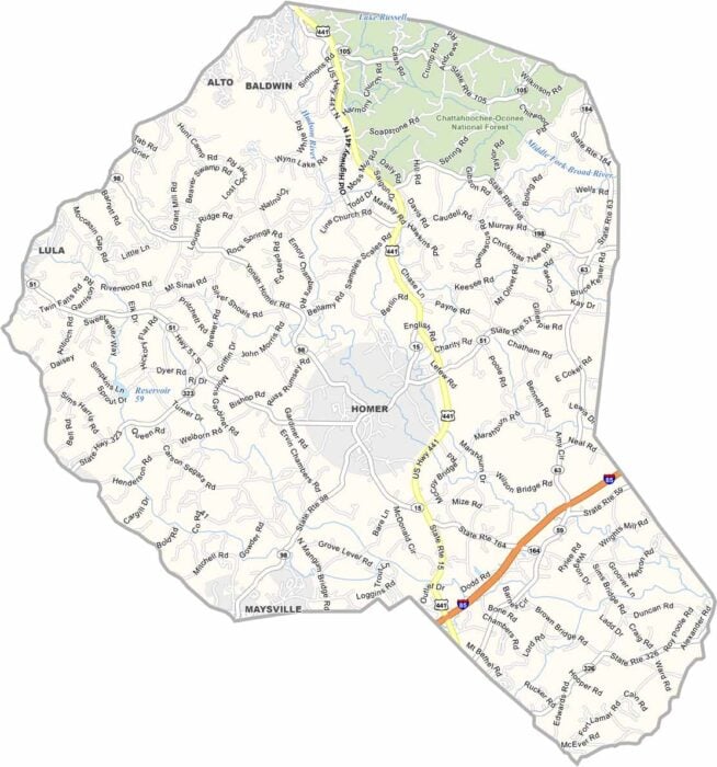 Banks County Map, Georgia - US County Maps Banks County Map, Georgia - US County Maps