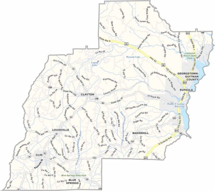 Barbour County Map, Alabama - US County Maps