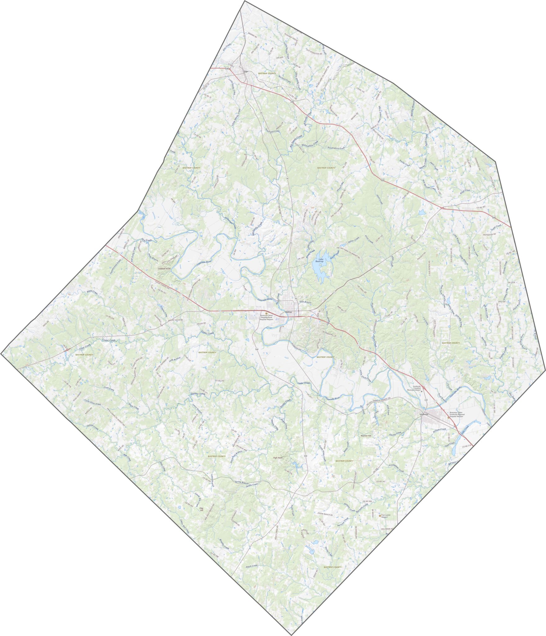 Bastrop County Map, Texas - US County Maps