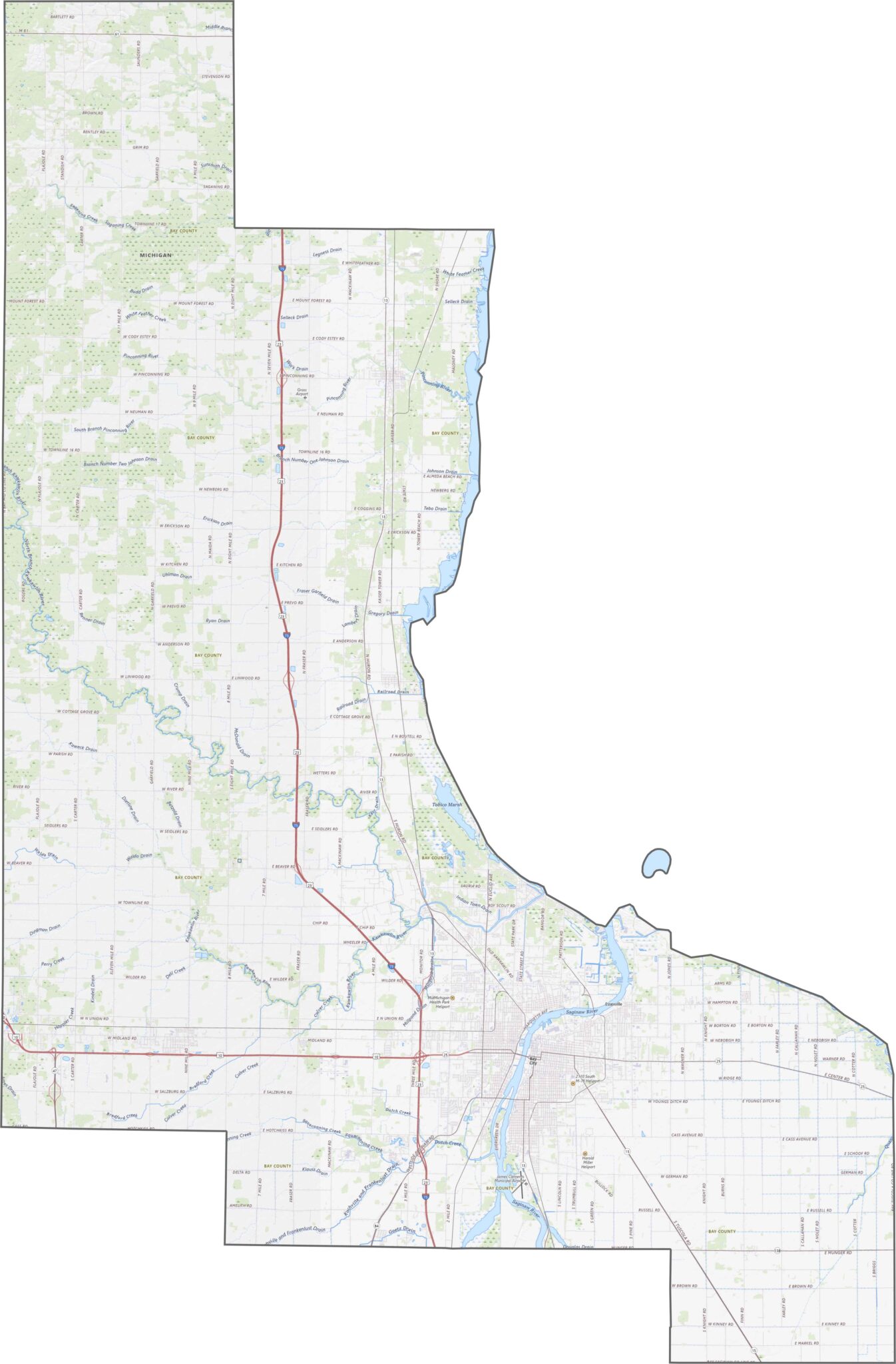 Bay County Map, Michigan - US County Maps