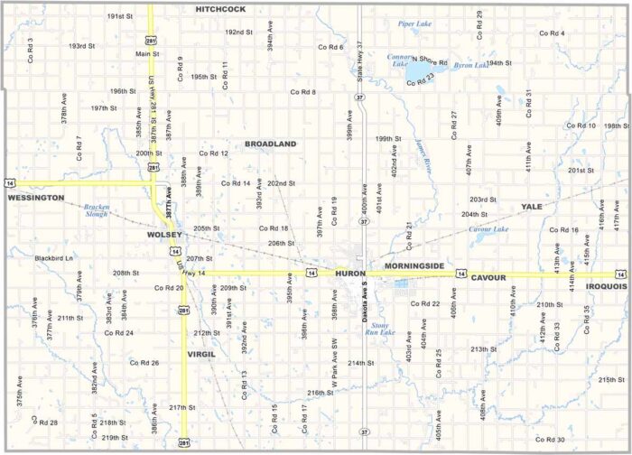 Codington County Map, South Dakota - US County Maps