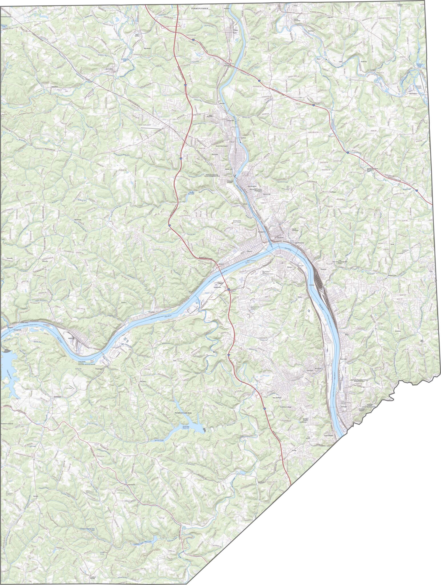 Beaver County Map, Pennsylvania - US County Maps