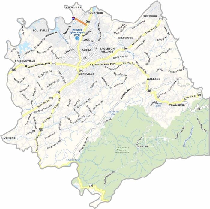 Hamblen County Map, Tennessee - US County Maps