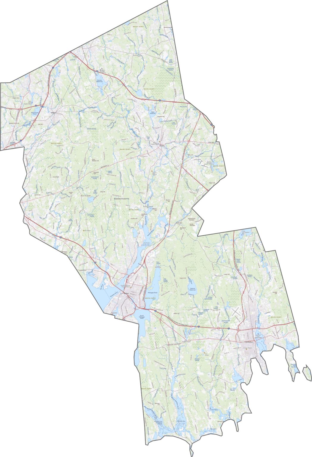 Bristol County Map, Massachusetts - US County Maps