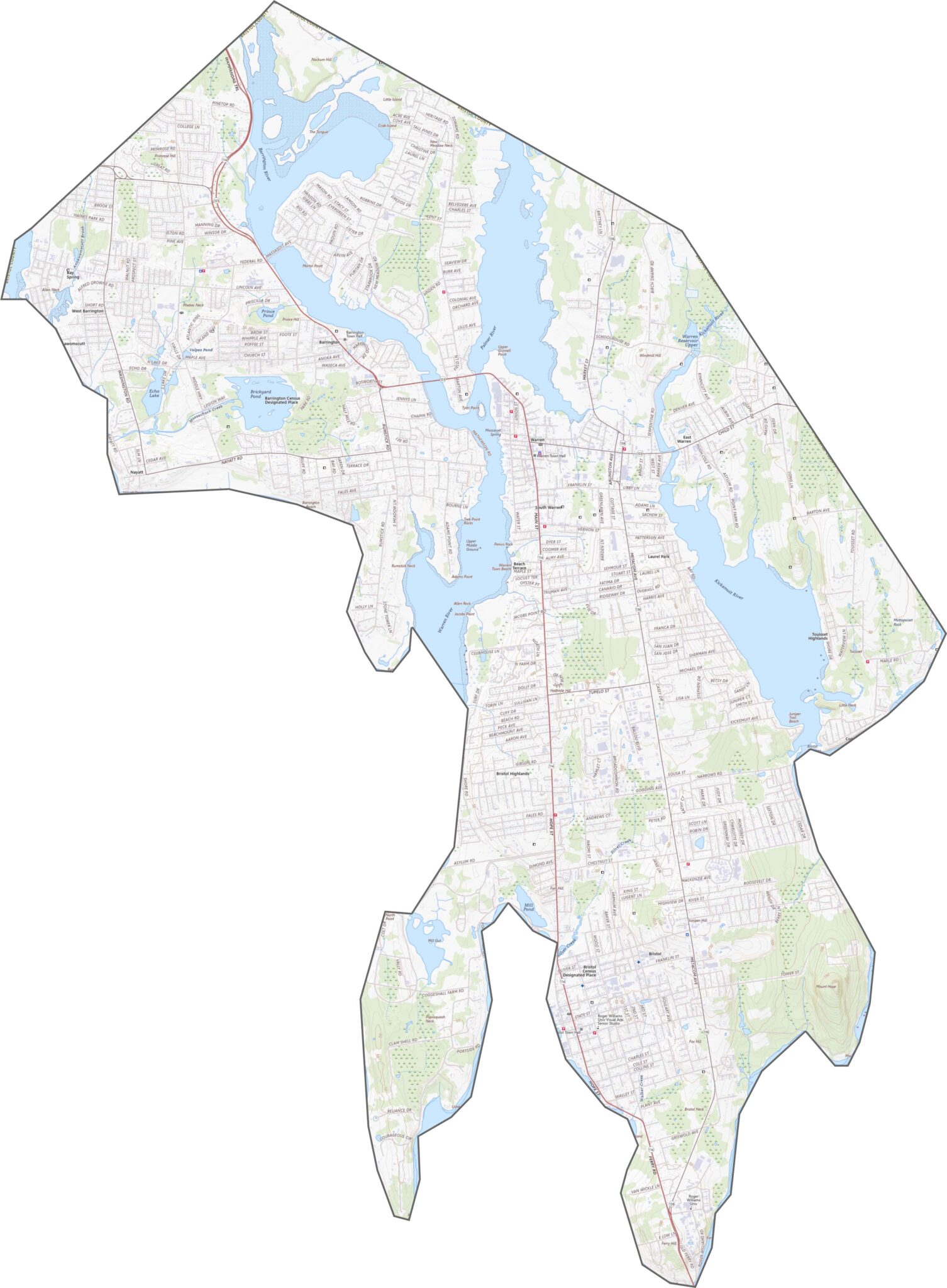 Bristol County Map, Rhode Island - US County Maps