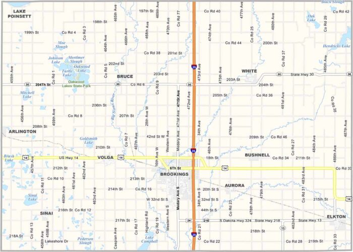 Codington County Map, South Dakota - US County Maps