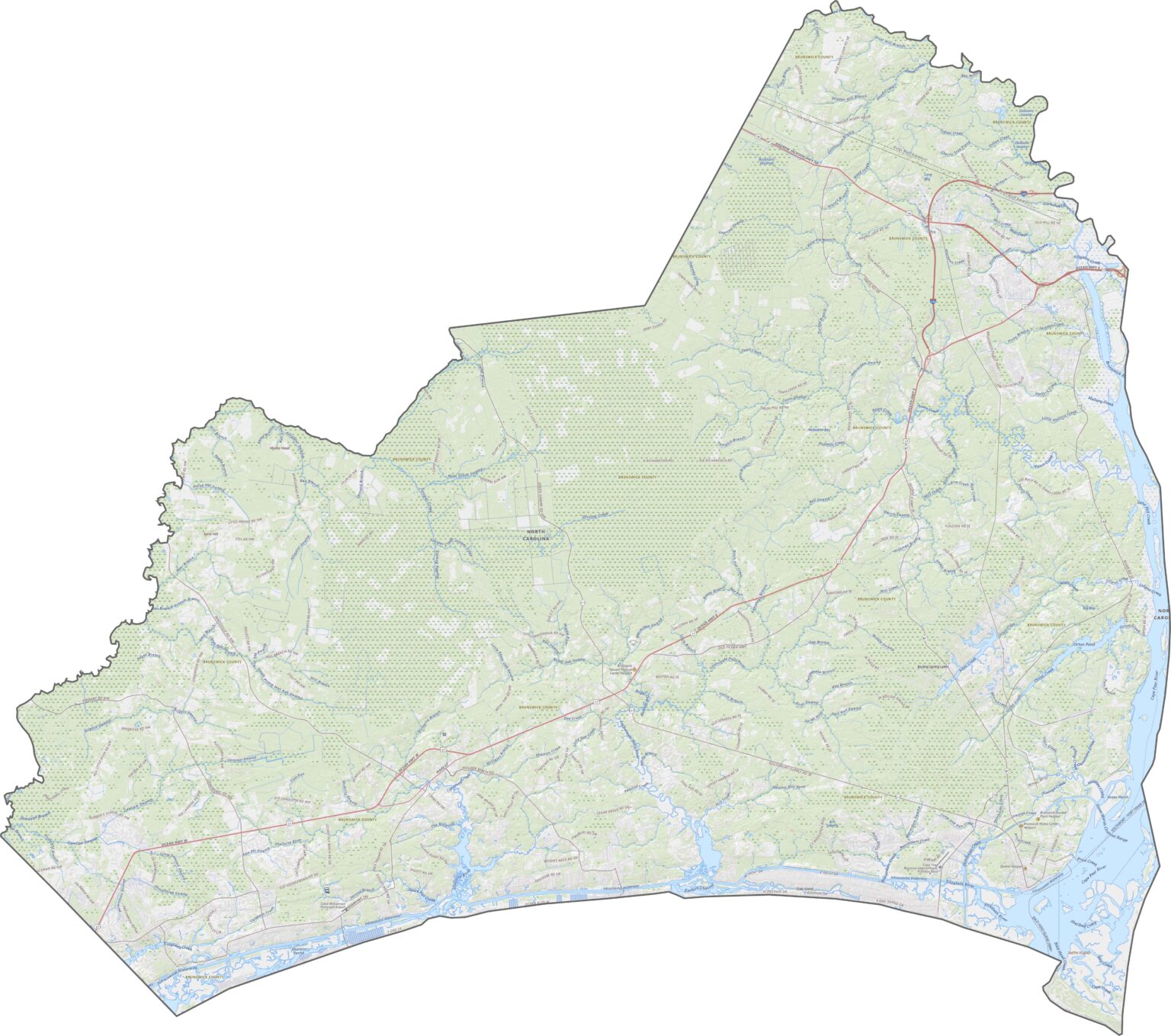 Brunswick County Map, North Carolina - US County Maps