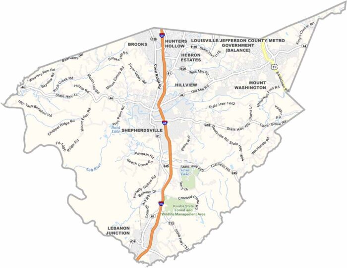 Bullitt County Map, Kentucky - US County Maps