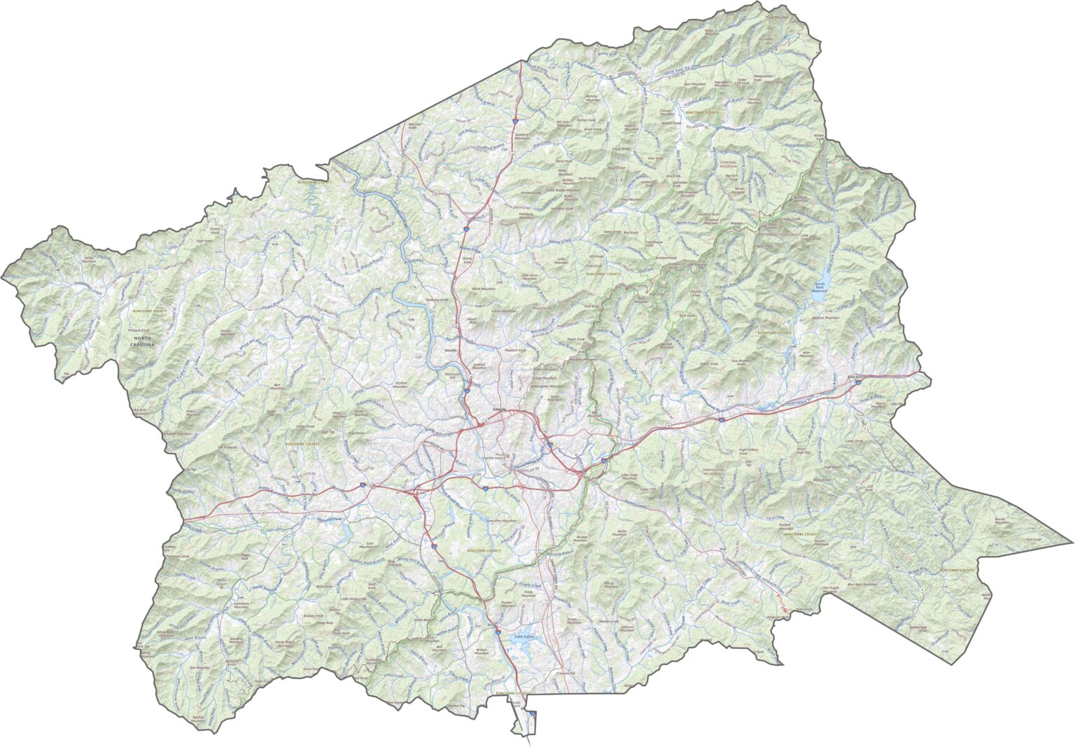 Buncombe County Map, North Carolina - US County Maps