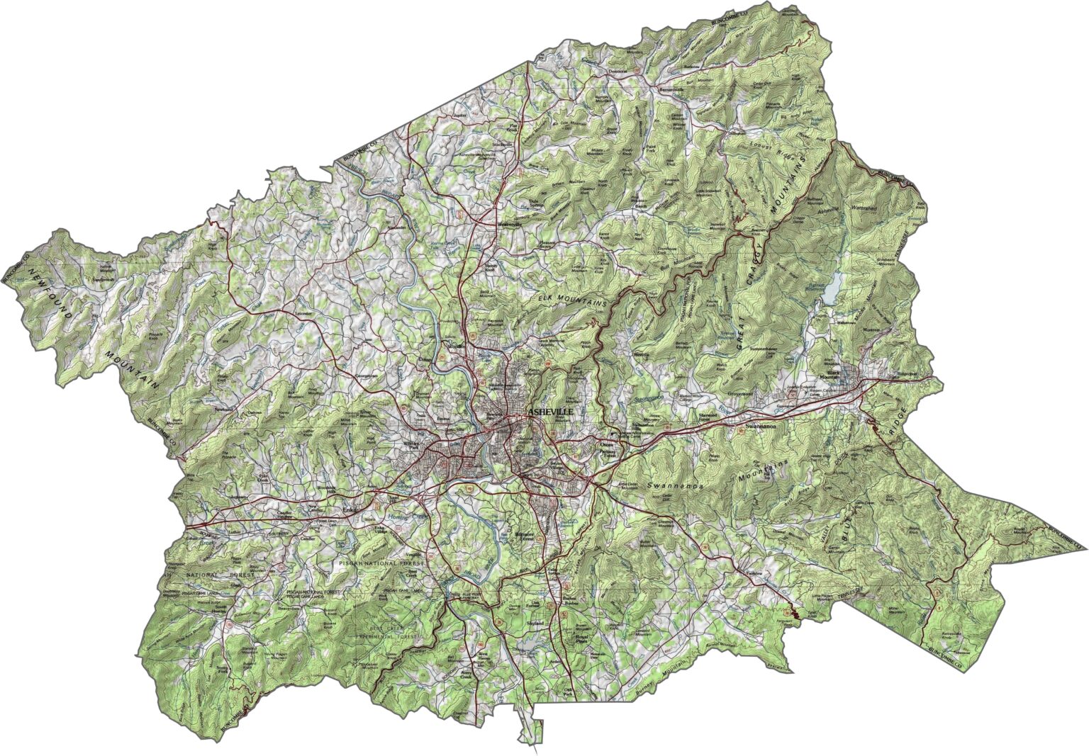 Buncombe County Map, North Carolina - US County Maps