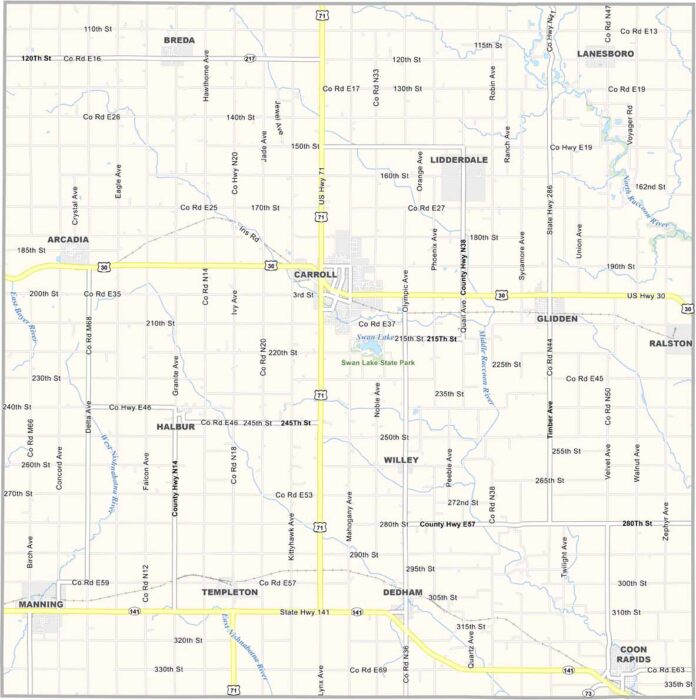 Carroll County Map, Iowa - US County Maps