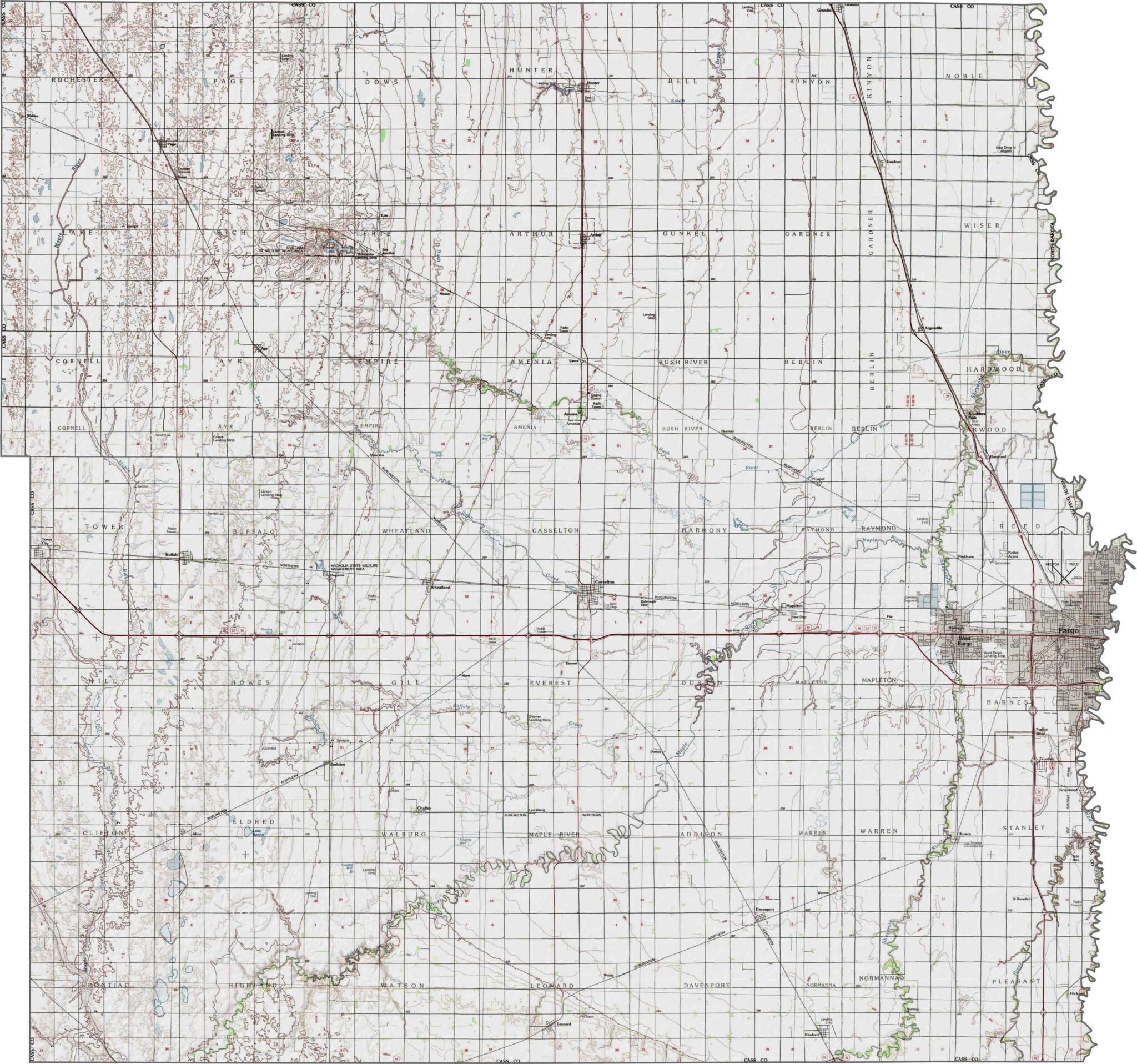 Cass County Map, North Dakota - US County Maps