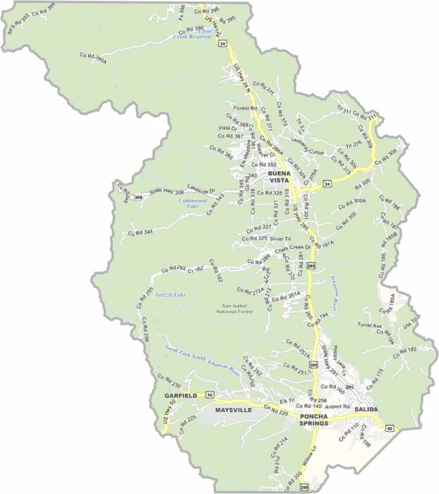 Chaffee County Map, Colorado - US County Maps