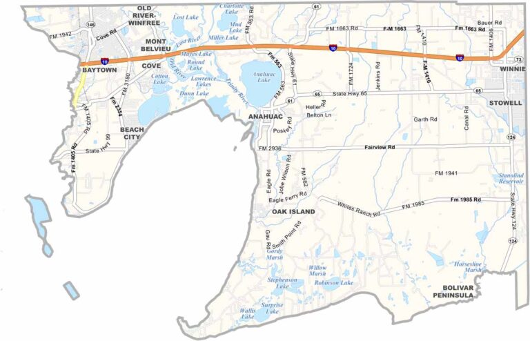 Chambers County Map, Texas - US County Maps