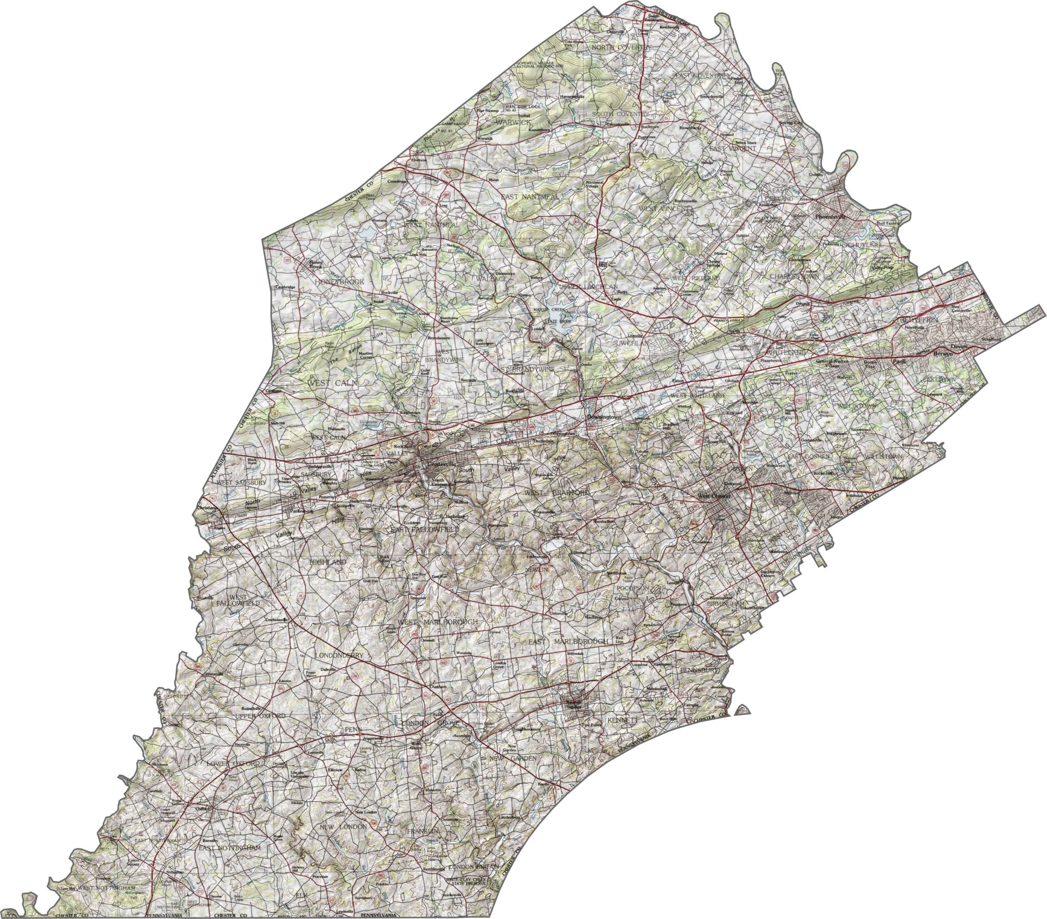 Chester County Map, Pennsylvania - US County Maps