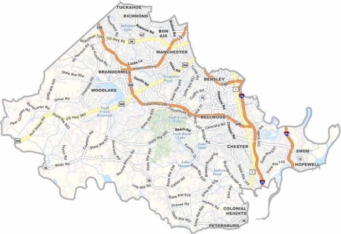 Henrico County Map, Virginia - US County Maps