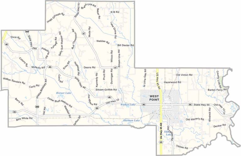Bolivar County Map, Mississippi - US County Maps