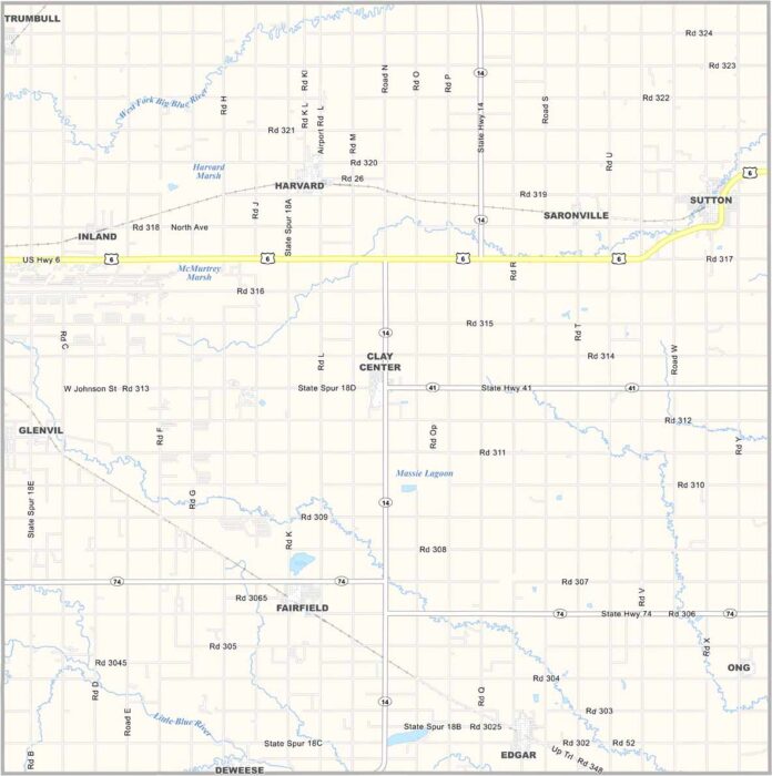 Clay County Map, Nebraska - US County Maps