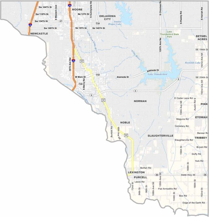 Cleveland County Map, Oklahoma - US County Maps