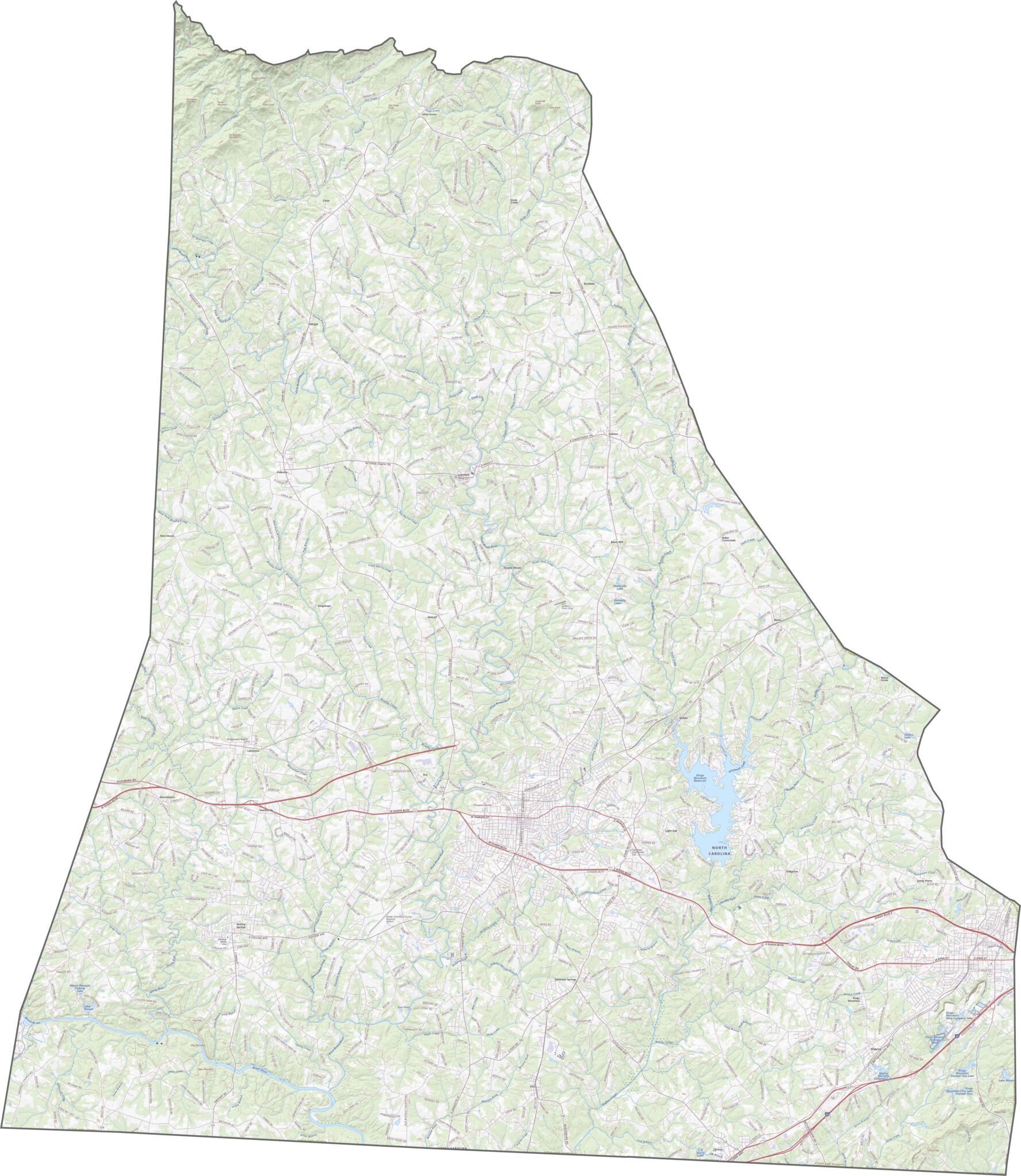 Cleveland County Map, North Carolina - US County Maps
