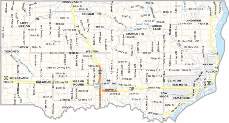 Clinton County Map, Iowa - US County Maps