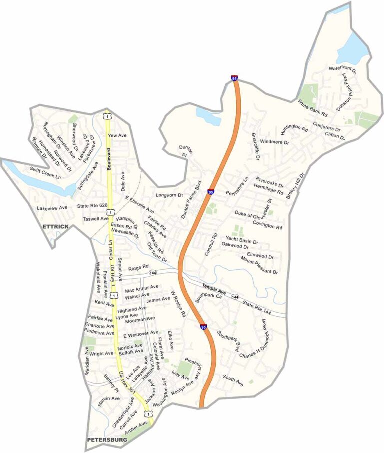 Colonial Heights City Map, Virginia - US County Maps