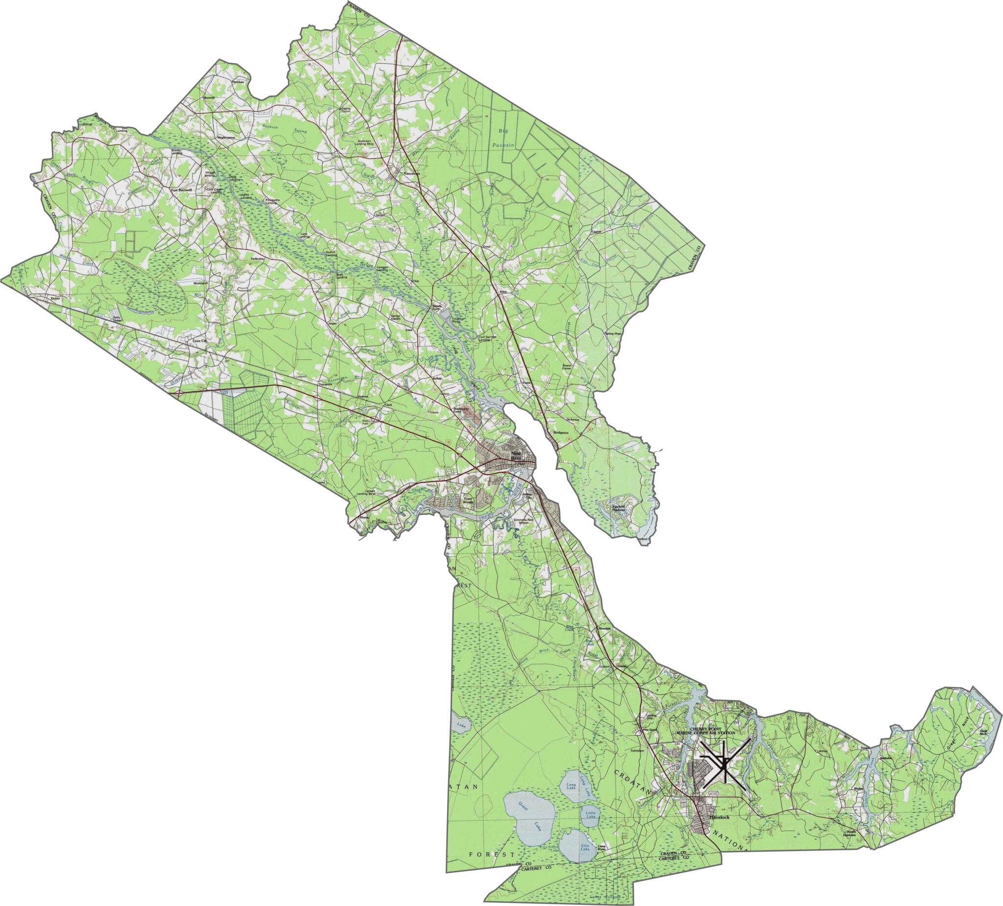 Craven County Map, North Carolina - US County Maps