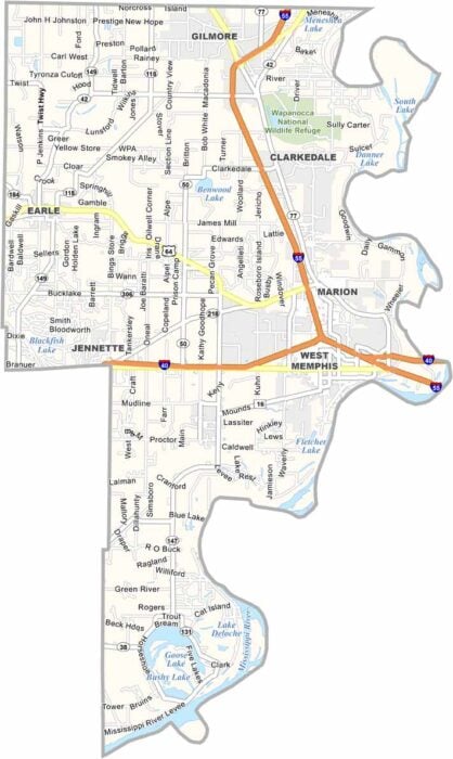 Crittenden County Map, Arkansas - US County Maps