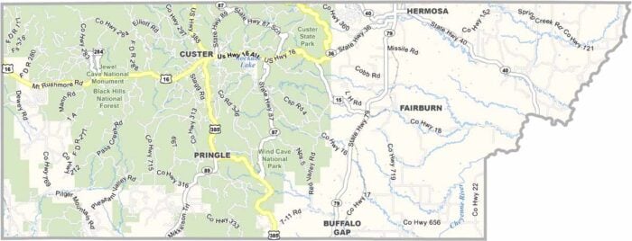 Pennington County Map, South Dakota - US County Maps