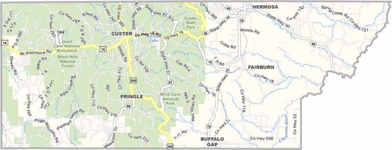 Pennington County Map, South Dakota - US County Maps