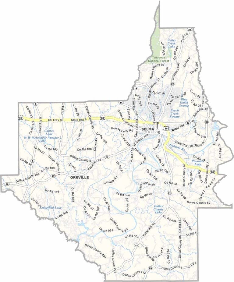 Dallas County Map, Alabama - US County Maps