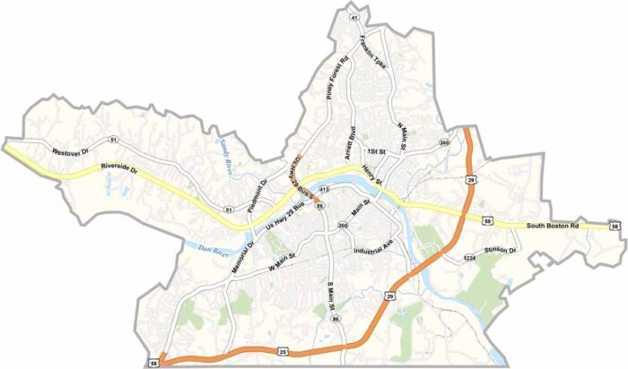 Danville City Map, Virginia - US County Maps