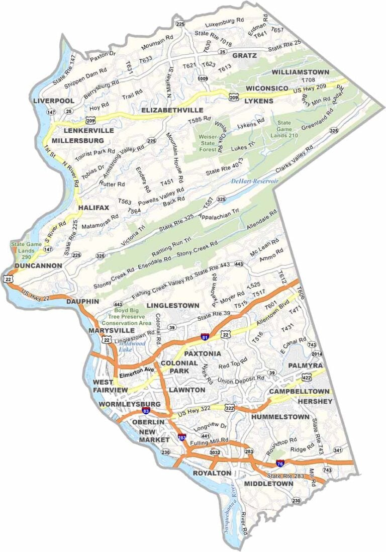 Schuylkill County Map, Pennsylvania - US County Maps
