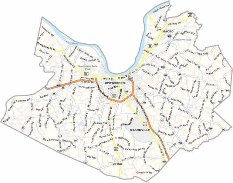 Daviess County Map, Kentucky - US County Maps