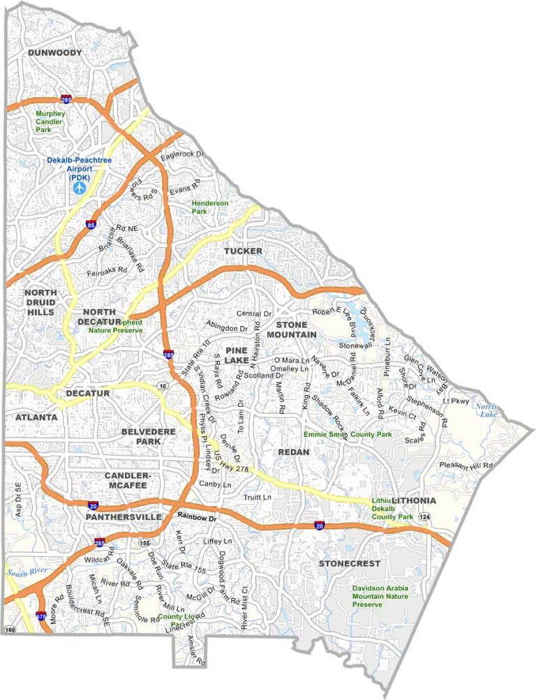DeKalb County Map, Georgia - US County Maps