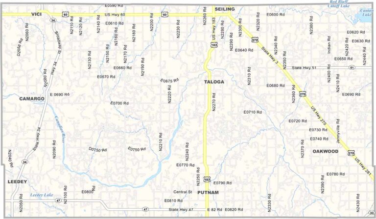 Dewey County Map, Oklahoma - US County Maps