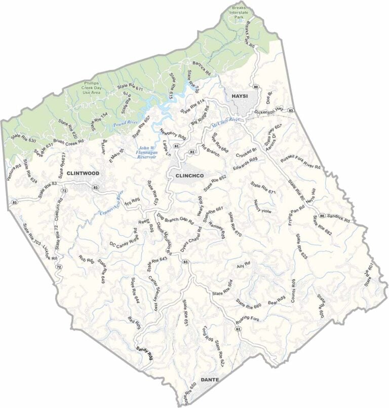 Dickenson County Map, Virginia - US County Maps