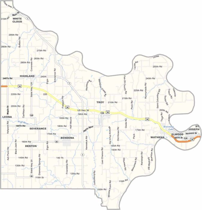 Doniphan County Map, Kansas - US County Maps