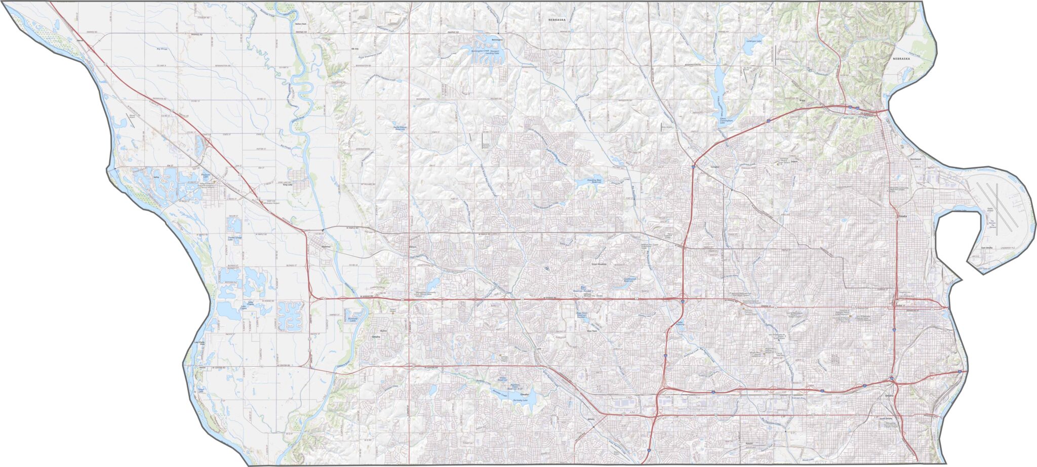 Douglas County Map, Nebraska - US County Maps