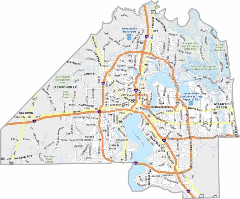Duval County Map, Florida - US County Maps