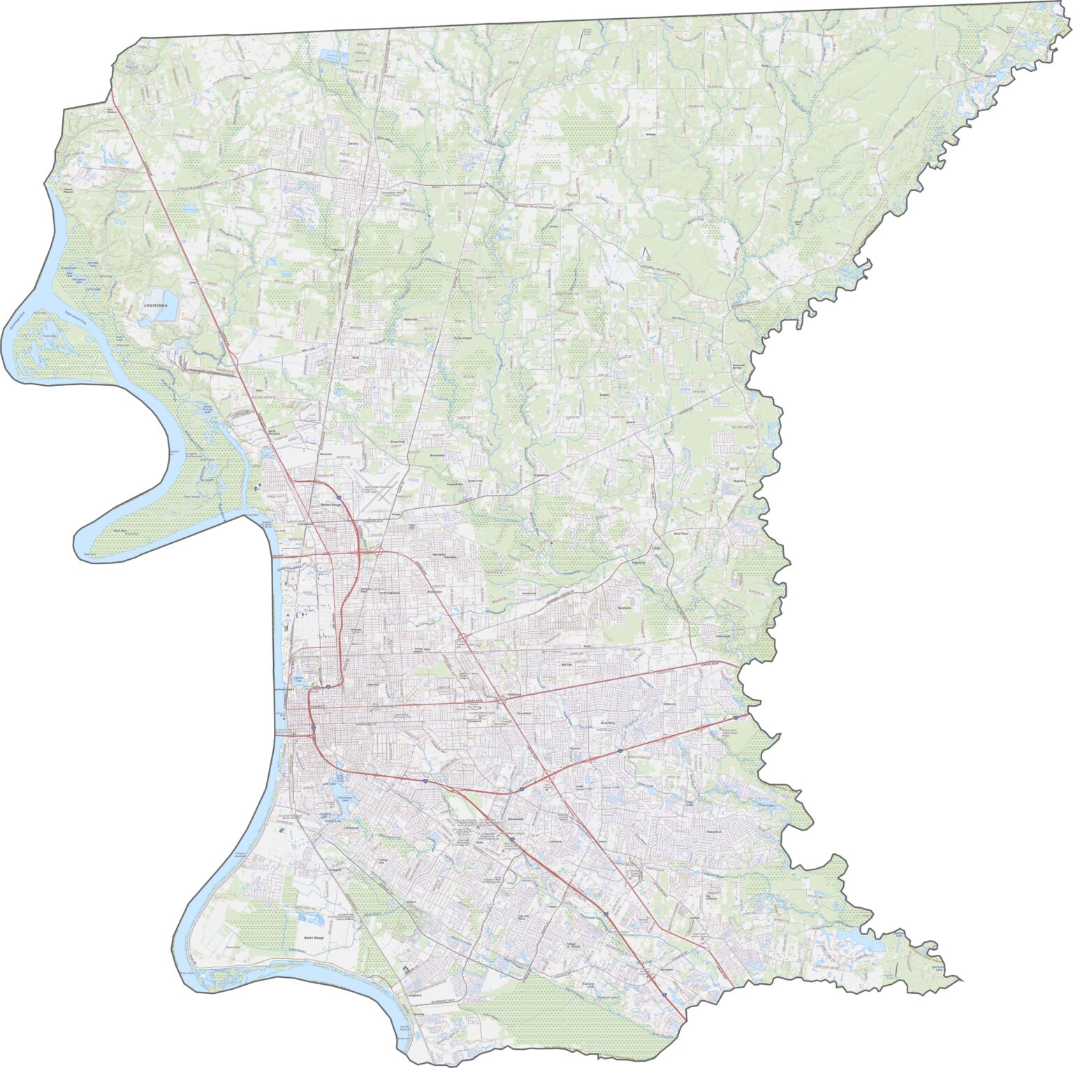 East Baton Rouge Parish Map, Louisiana - US County Maps