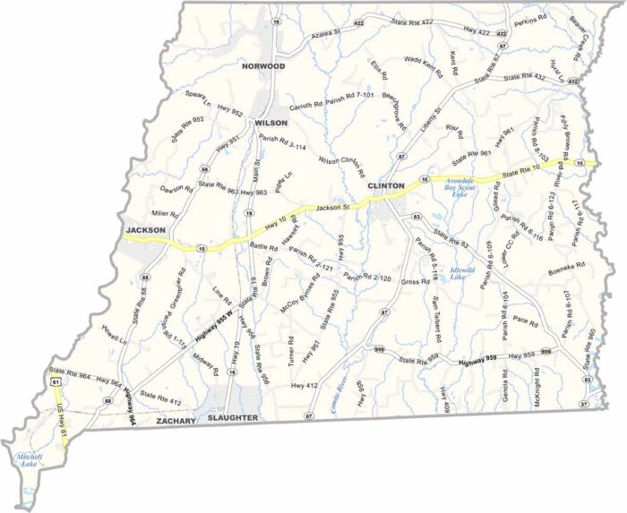 East Baton Rouge Parish Map, Louisiana - US County Maps