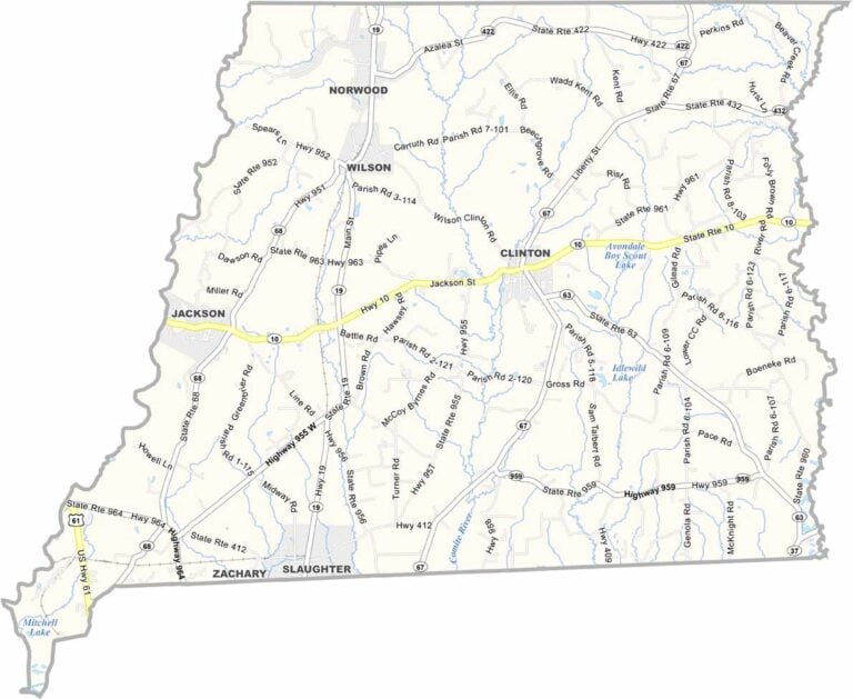 East Baton Rouge Parish Map, Louisiana - US County Maps