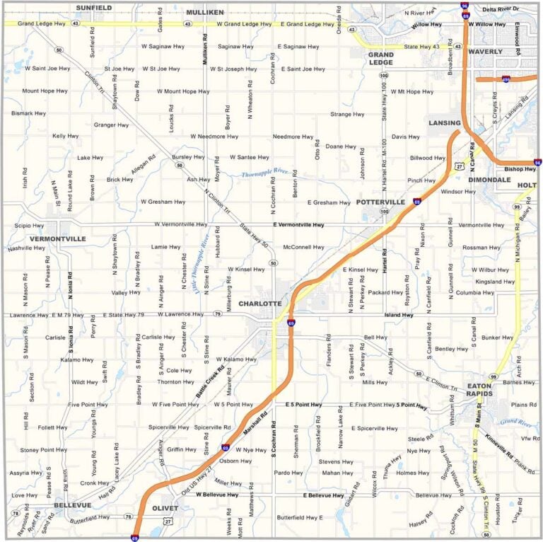 Eaton County Map, Michigan - US County Maps