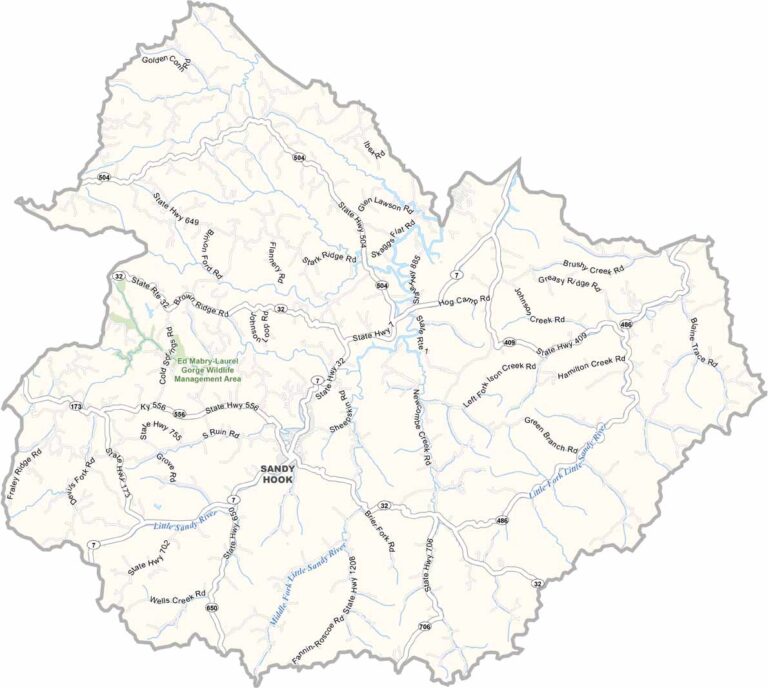Elliott County Map, Kentucky - US County Maps
